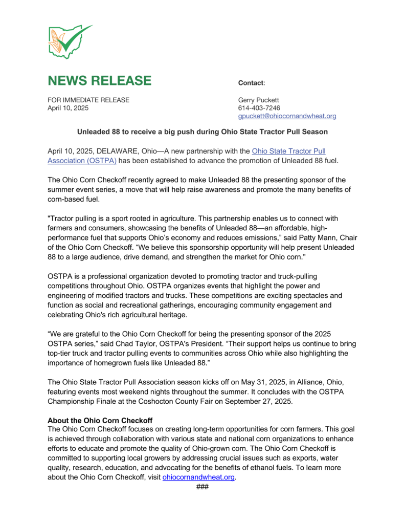 Unleaded 88 OSTPA Sponsorship - Ohio Corn & Wheat